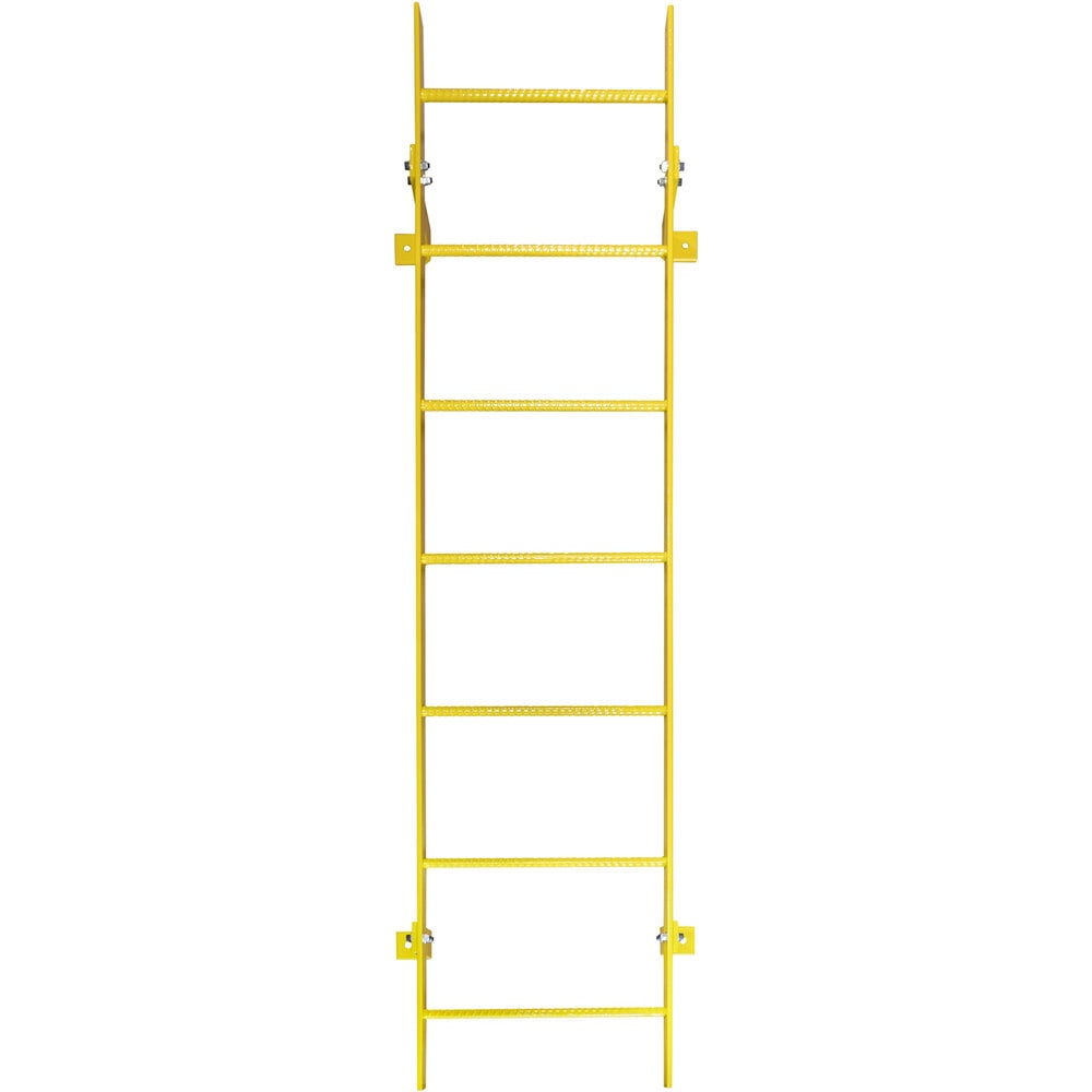 Tri-Arc 7-Rung Yellow Steel Fixed Safety Ladder WLFS0107-Y