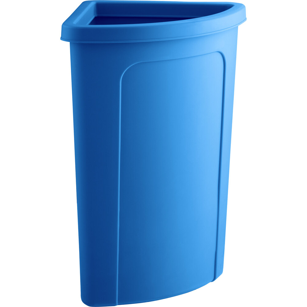 Lavex 21 Gallon Blue Corner Round Waste / Recycling Bin with Blue Rim Top
