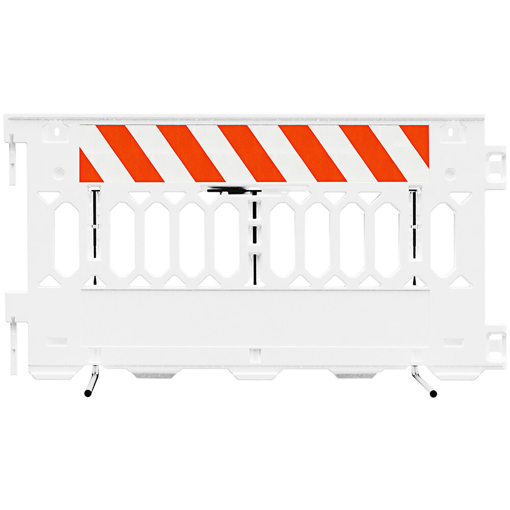 Plasticade® Pathcade 6' White Left Interlocking Parade Barricade with 1 ...
