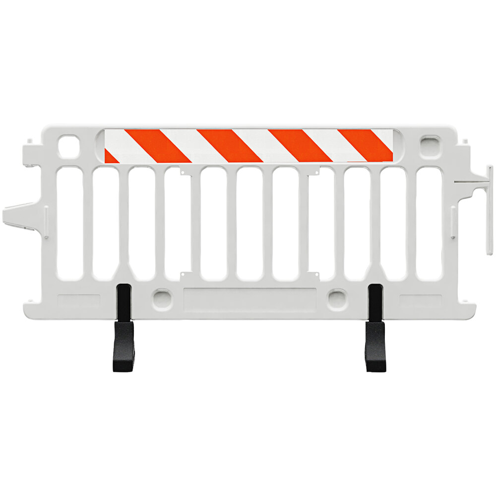 Plasticade® Crowdcade 6' White Interlocking Parade Barricade with High Intensity Engineer Grade ...