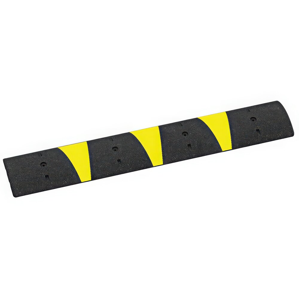 Plasticade® 6' Black Rubber Speed Bump with 3 Yellow Reflective Stripes ...
