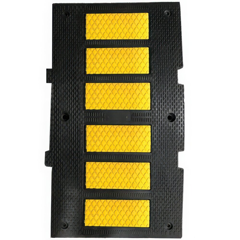 Plasticade® Premium 20" x 35" x 2" Textured Black Rubber Speed Hump ...