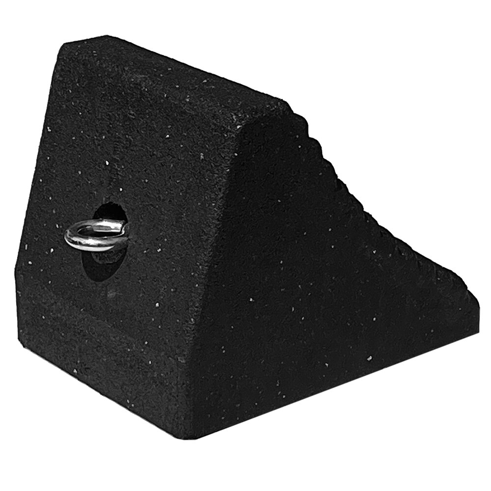 Plasticade® 9 1/4" x 6 3/4" x 8" Black Rubber Wheel Chock with Eyebolt ...