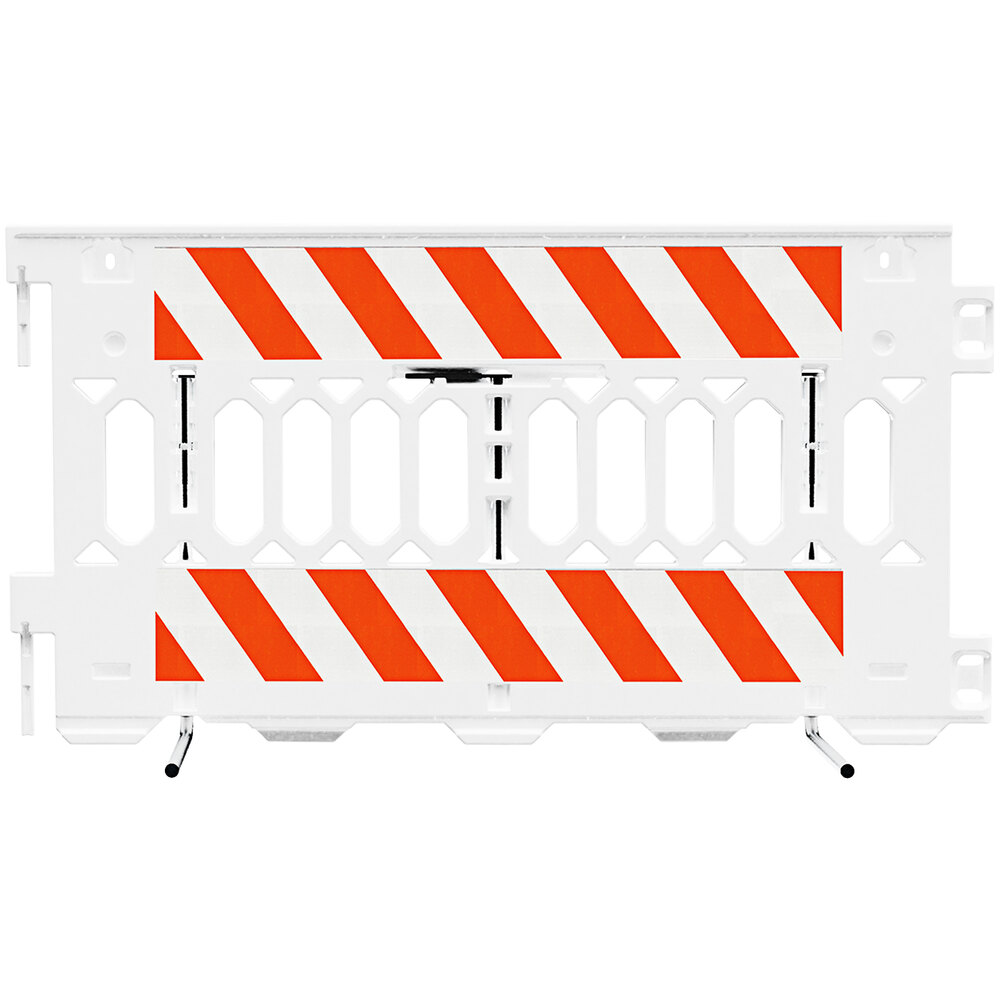 Plasticade® Pathcade 6' White Left Interlocking Parade Barricade with 2 ...