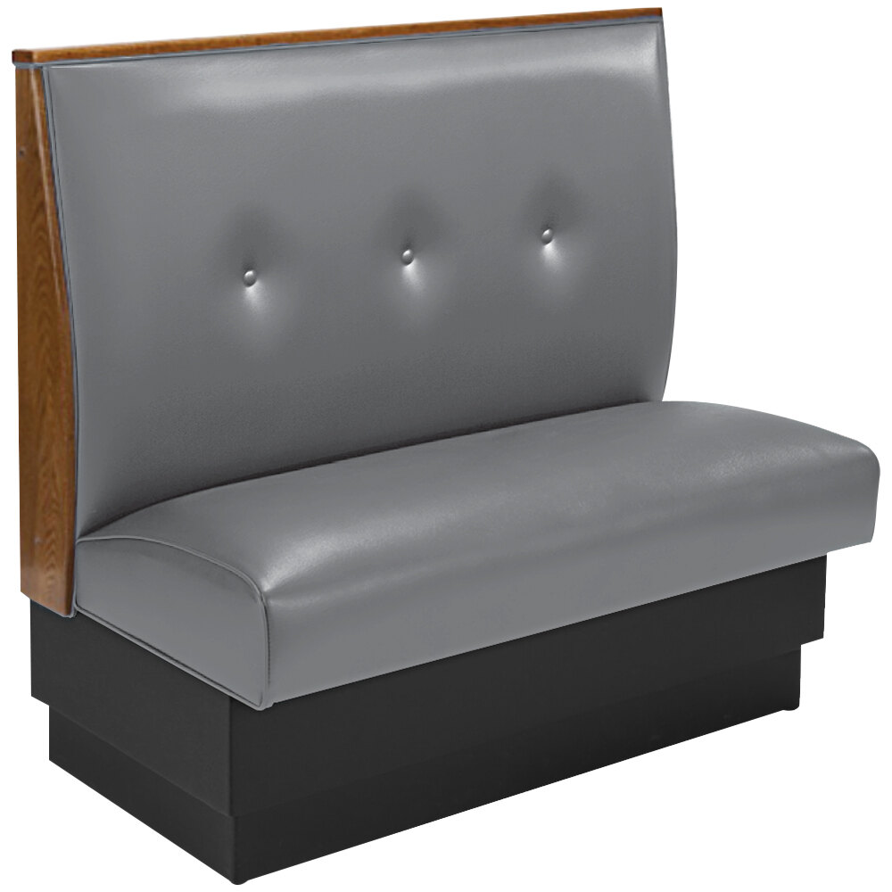 American Tables & Seating 45 1/2" Long Gunmetal Upholstered Standard ...