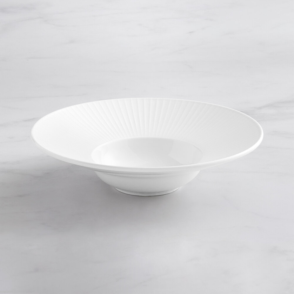 Acopa Cordelia 8 oz. Bright White Embossed Wide Rim Porcelain Gourmet ...