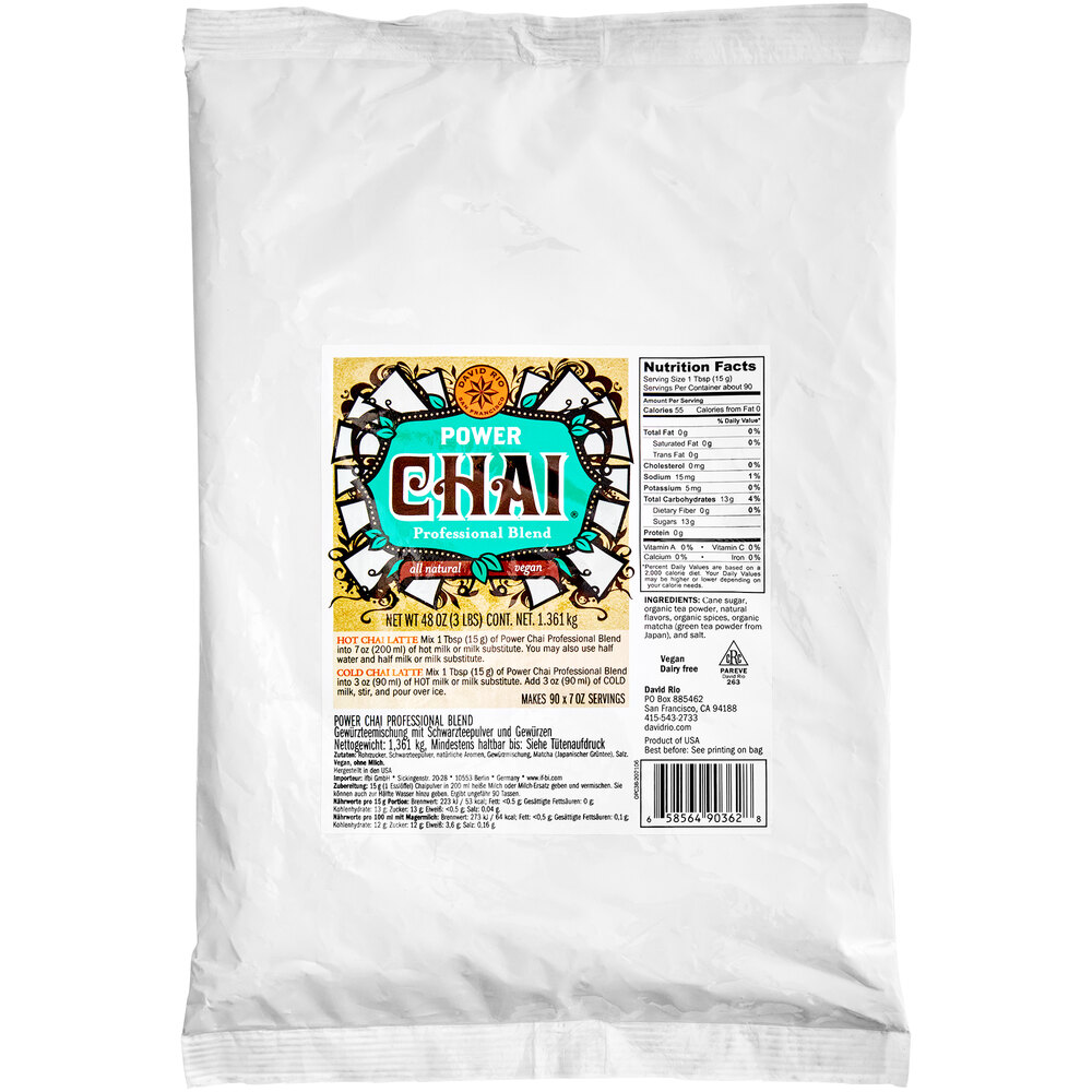 David Rio Power Chai® Tea Latte with Matcha Mix 3 lb.