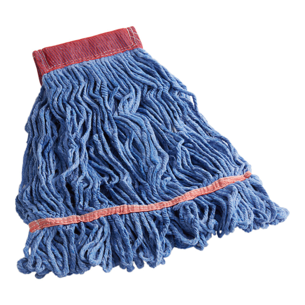 Lavex Pro 16 oz. #24 Blue Rayon Blend Looped End Wet Mop Head with 5 ...