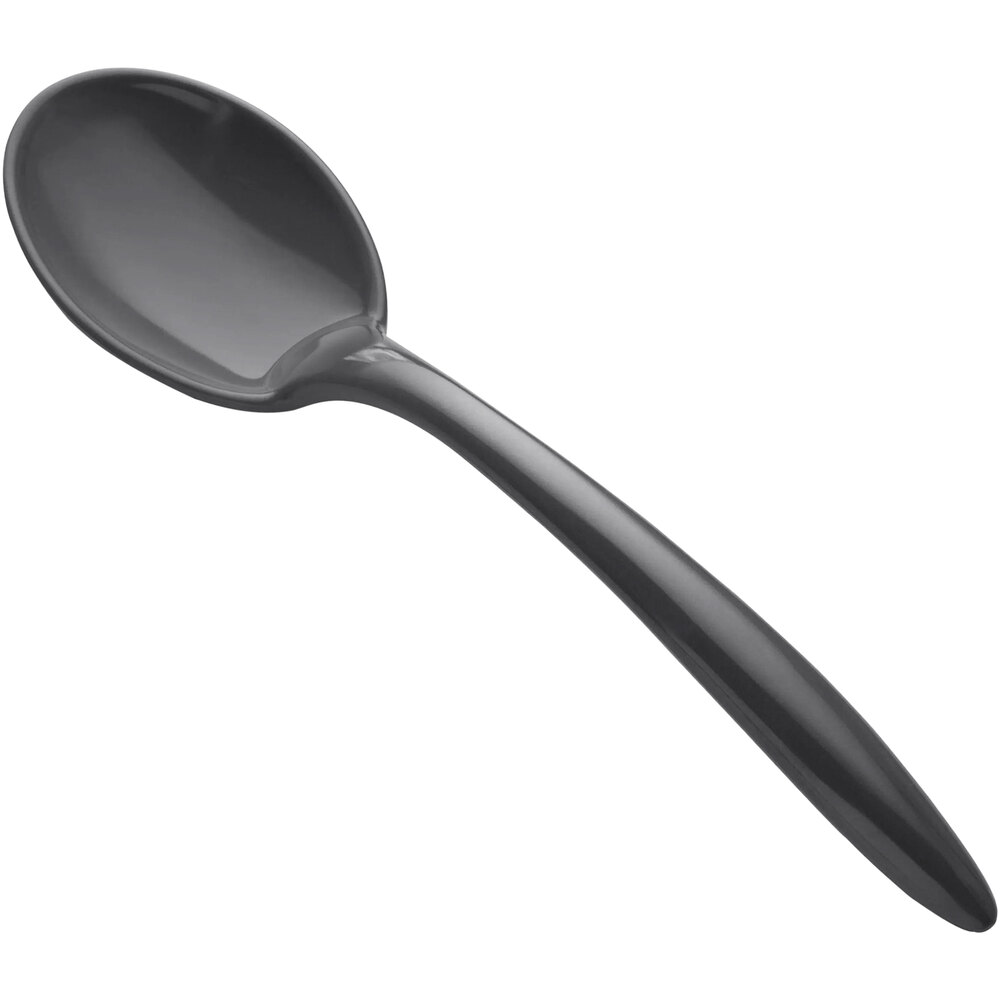 Bon Chef EZ-Use 9 3/4" Gunmetal Gray Melamine Solid Serving Spoon M-9463-GM