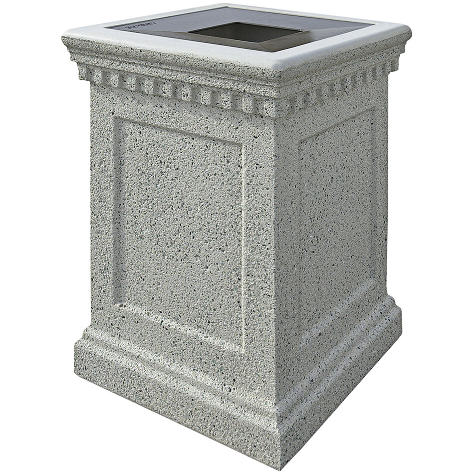 Wausau Tile Colonial TF1022 22 Gallon Concrete Square Trash Can with ...