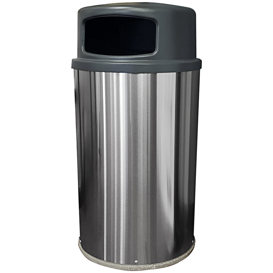 Wausau Tile MF3455 36 Gallon Stainless Steel Round Trash Receptacle ...