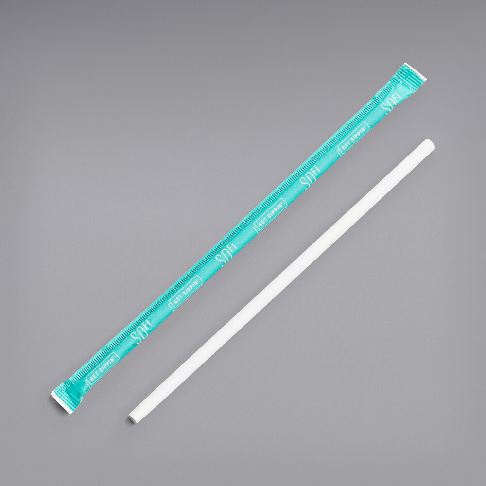 SOFi 7 3/4" Jumbo Wrapped White Paper Straw - 4,800/Case