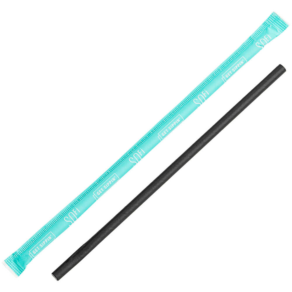 SOFi 7 3/4" Jumbo Wrapped Black Paper Straw - 4,800/Case