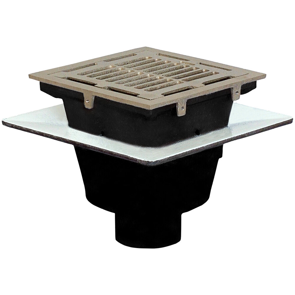 Josam 49302-NB-Z-7 8" Square Cast Iron Floor Sink with Nickel Bronze ...