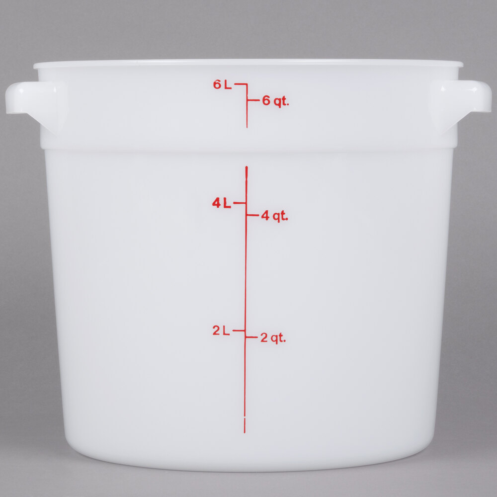 Cambro 6 Qt. White Round Polyethylene Food Storage Container