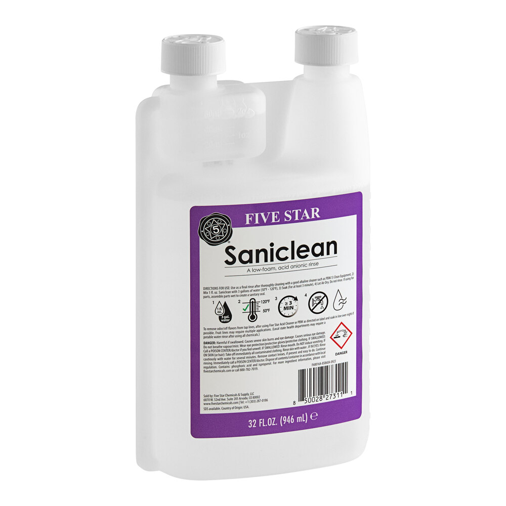 Five Star Chemicals 26-SAN-FS32-10 Saniclean Low-Foaming Brewery Acid ...