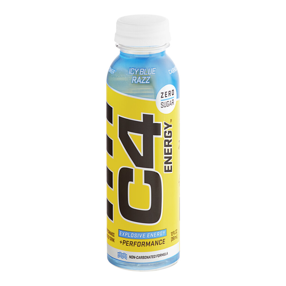 C4 Energy Icy Blue Razz Energy Drink 12 fl. oz. Bottle - 12/Case