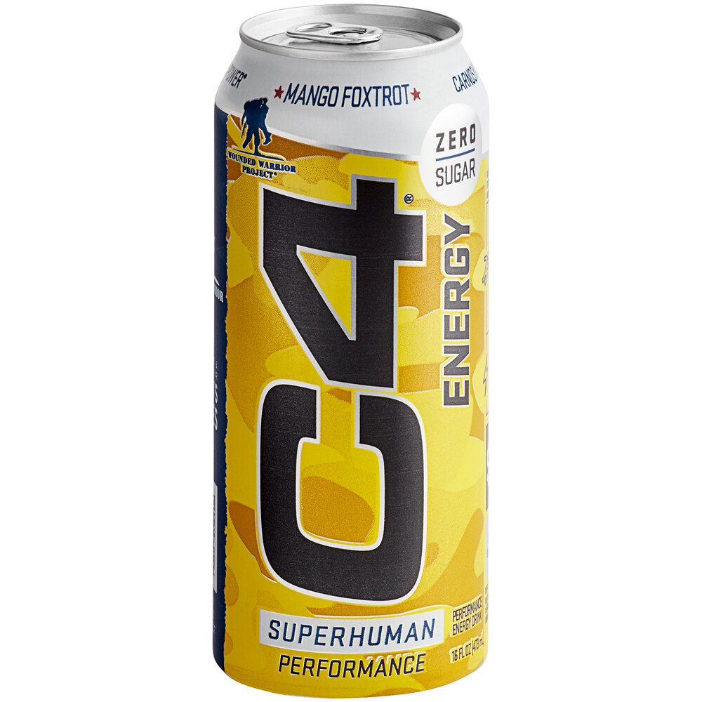 C4 Energy Mango Foxtrot Wounded Warrior Energy Drink 16 fl. oz. Can ...