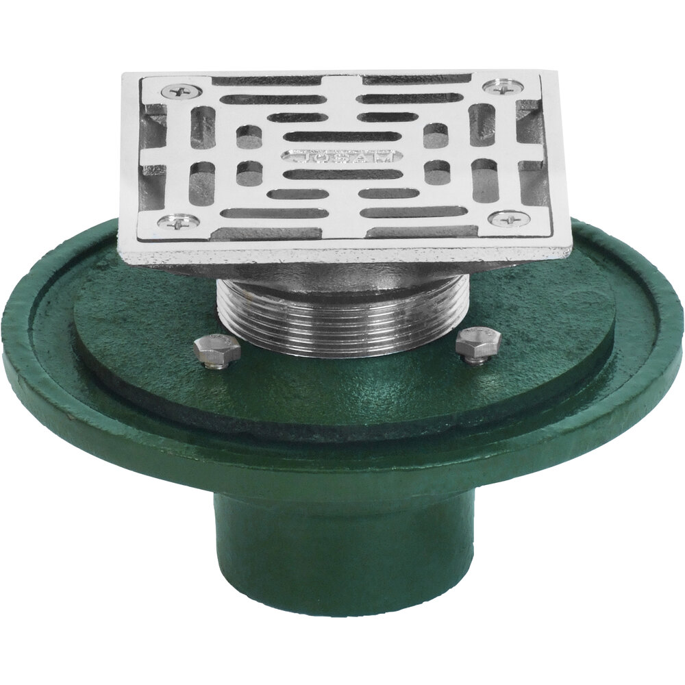 Josam FD-200-4CP-SQ-Z 4" Square Adjustable Cast Iron Floor Drain with ...