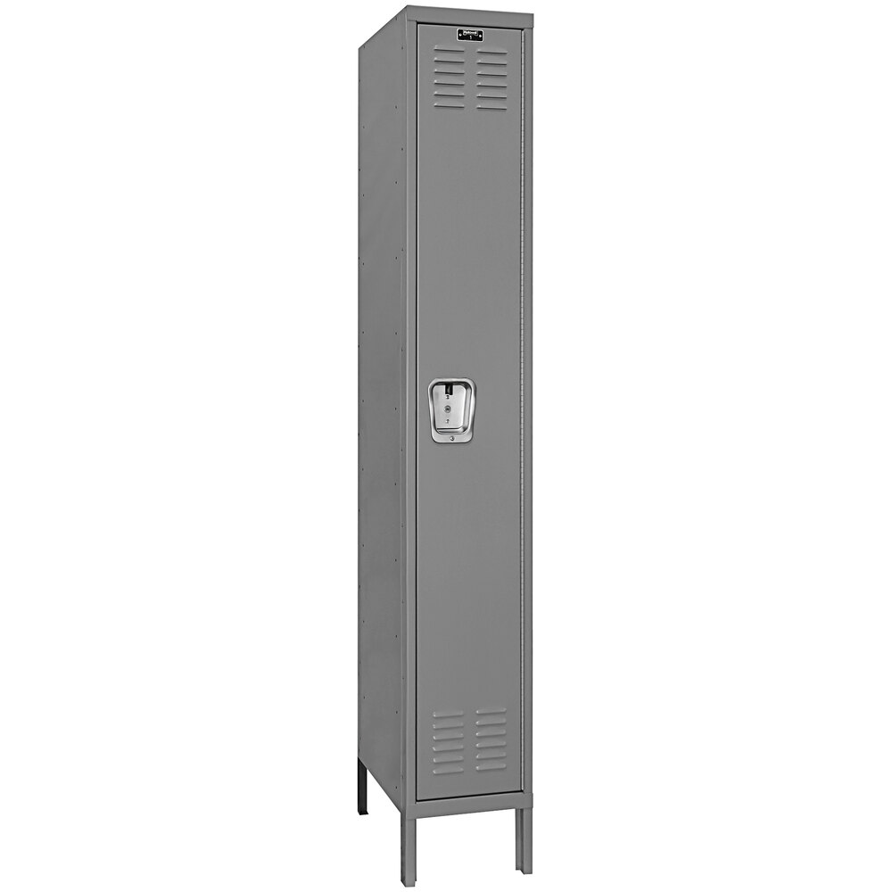 Hallowell Gray 12" x 12" x 78" Single, 1 Tier Locker with Recessed ...