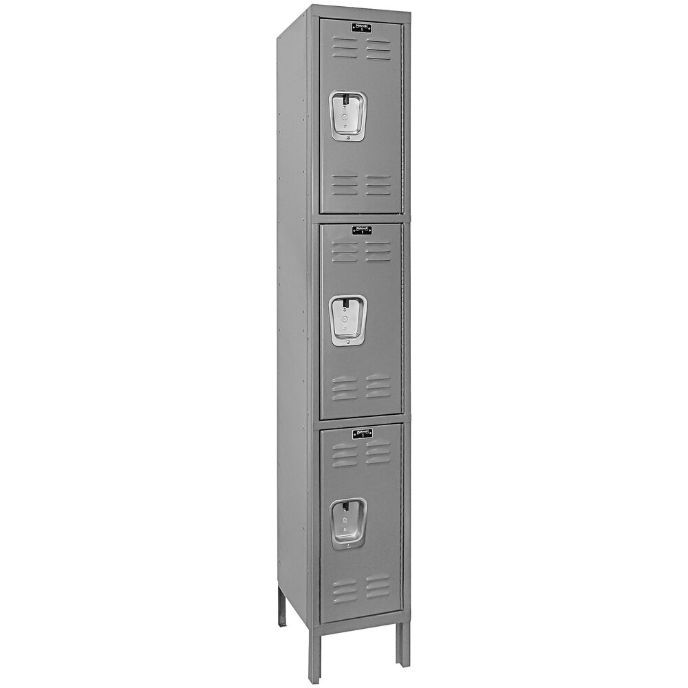 Hallowell Gray 12" x 12" x 78" Single, 3 Tier Locker with Recessed ...