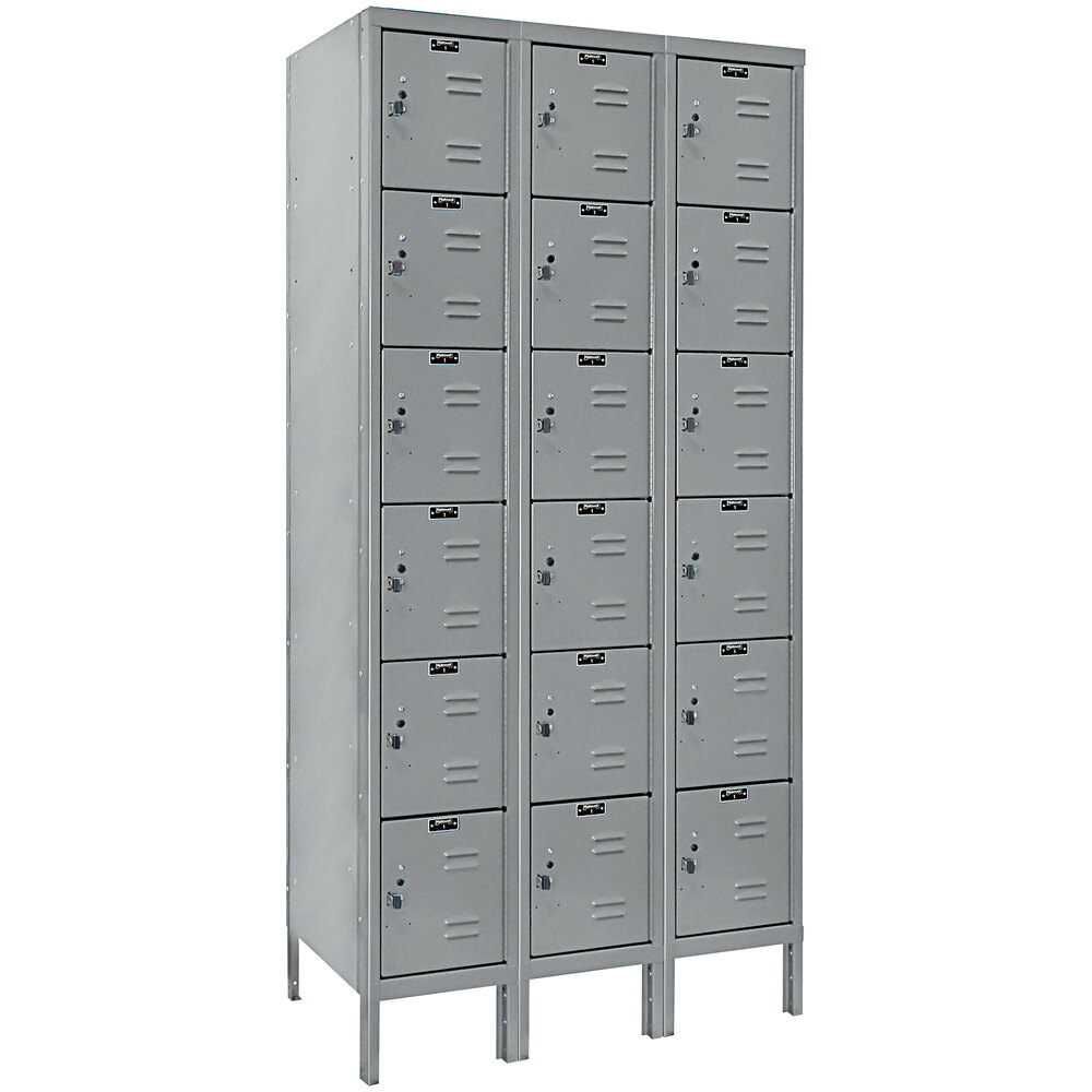 Hallowell Gray 36" x 12" x 78" Triple, 6 Tier Box Locker with Padlock ...