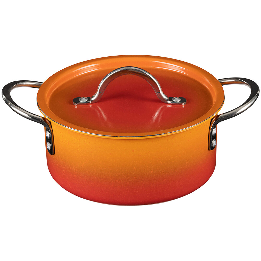 Bon Chef Country French X 73 oz. Ombre Tangerine Sauce Pot with Cover ...