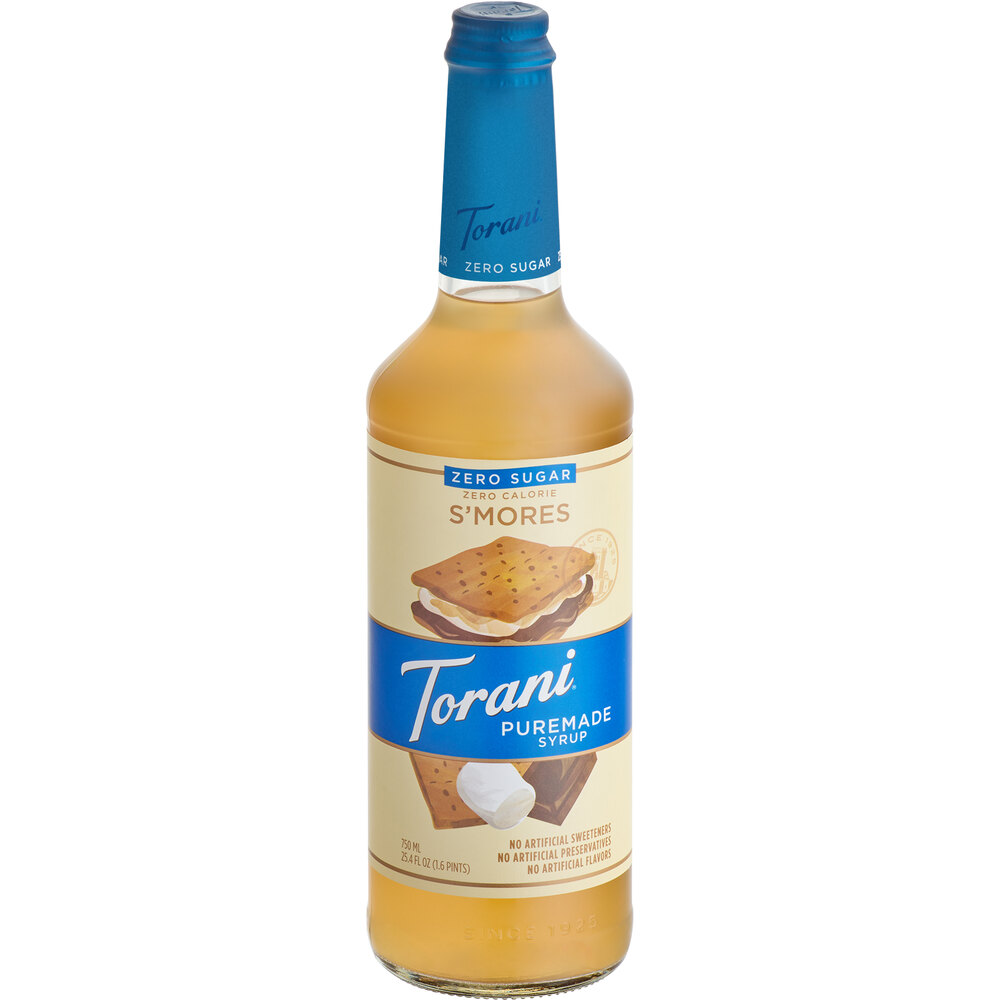 Torani Puremade Zero Sugar S'mores Flavoring Syrup 750 mL Glass Bottle