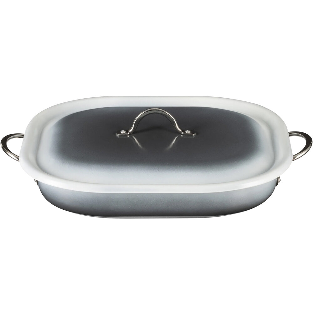 Bon Chef Country French X 5 Qt. Ombre Shadow Gray Roasting Pan with ...