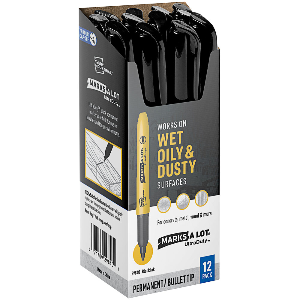 Avery® Marks-A-Lot UltraDuty Black Bullet Tip Industrial Permanent ...