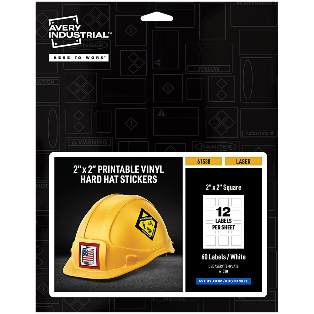 Avery® 2x2" White Hard Hat Labels (60/Pack)