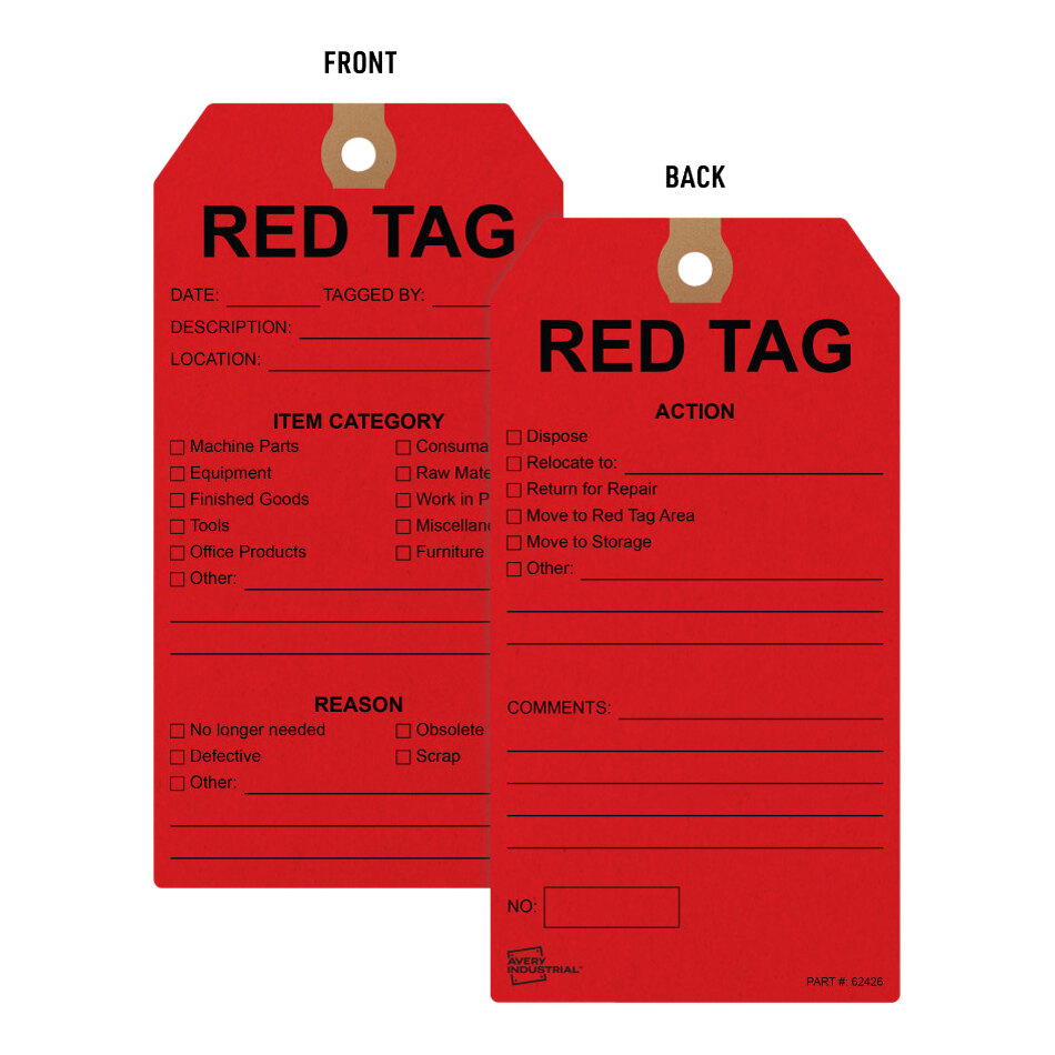 Avery® 3" x 5 3/4" "Red Tag" Pre-Printed Pre-Strung Cardstock 5S Hang ...