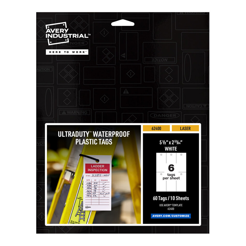 Avery® UltraDuty 5 1/2" x 2 13/16" White Lockout / Tagout Printable ...