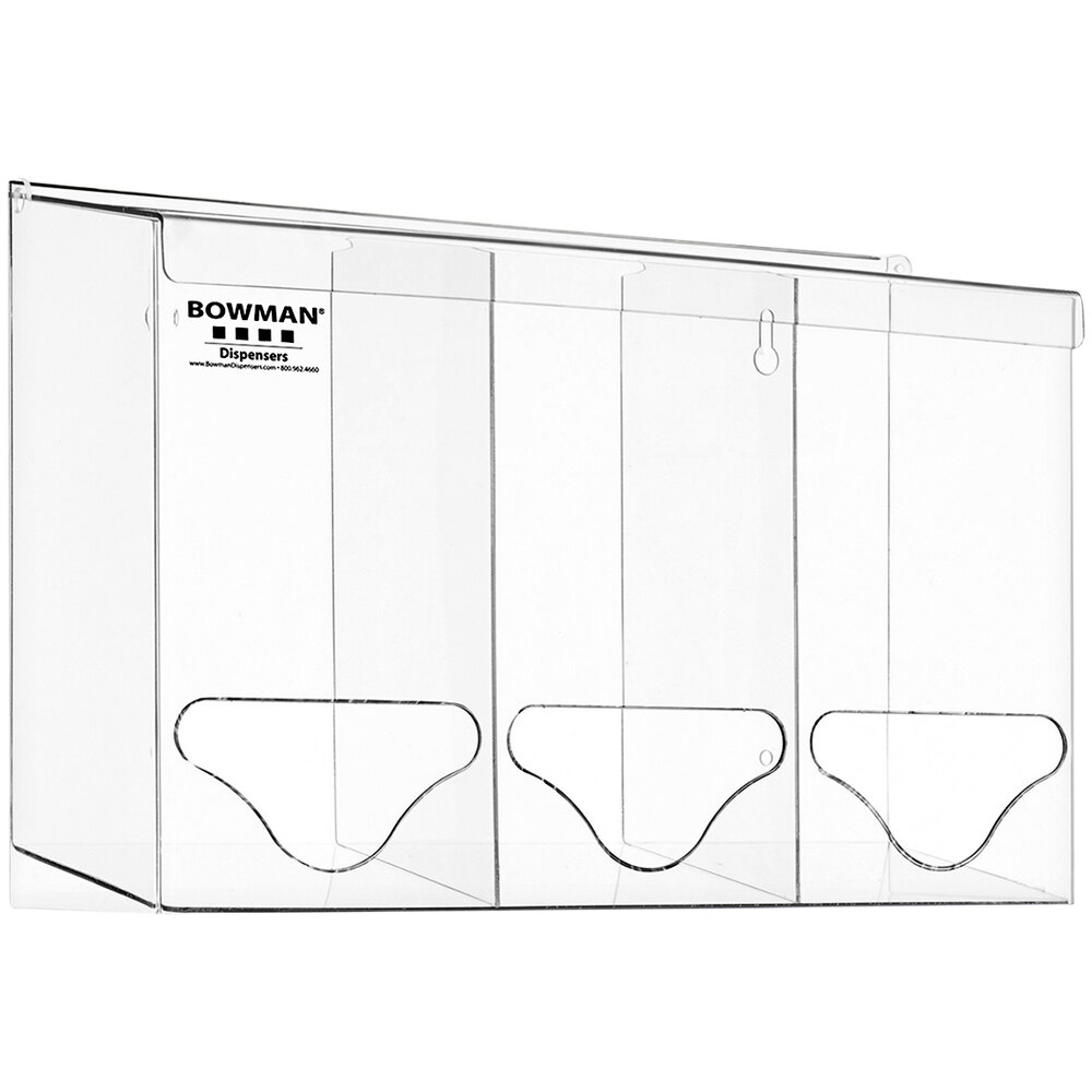 BOWMAN Dispensers Clear PETG Plastic Triple Bulk Dispenser BP-023