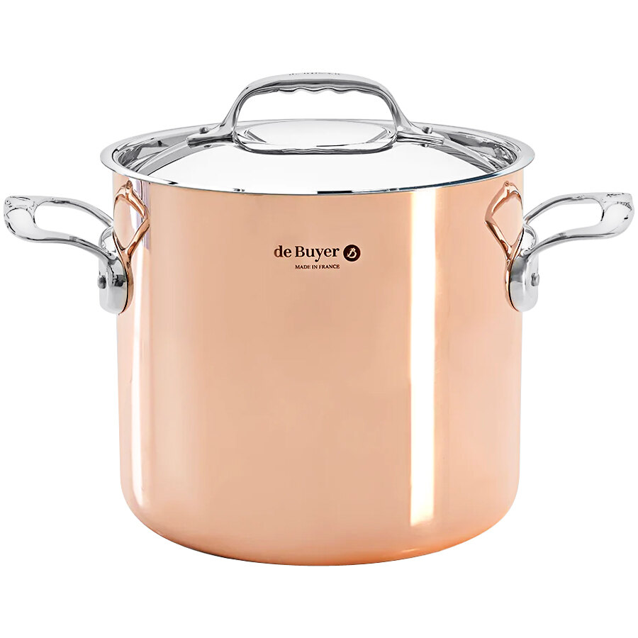 de Buyer Prima Matera 6 Qt. Induction Ready Copper Stock Pot with Cover ...