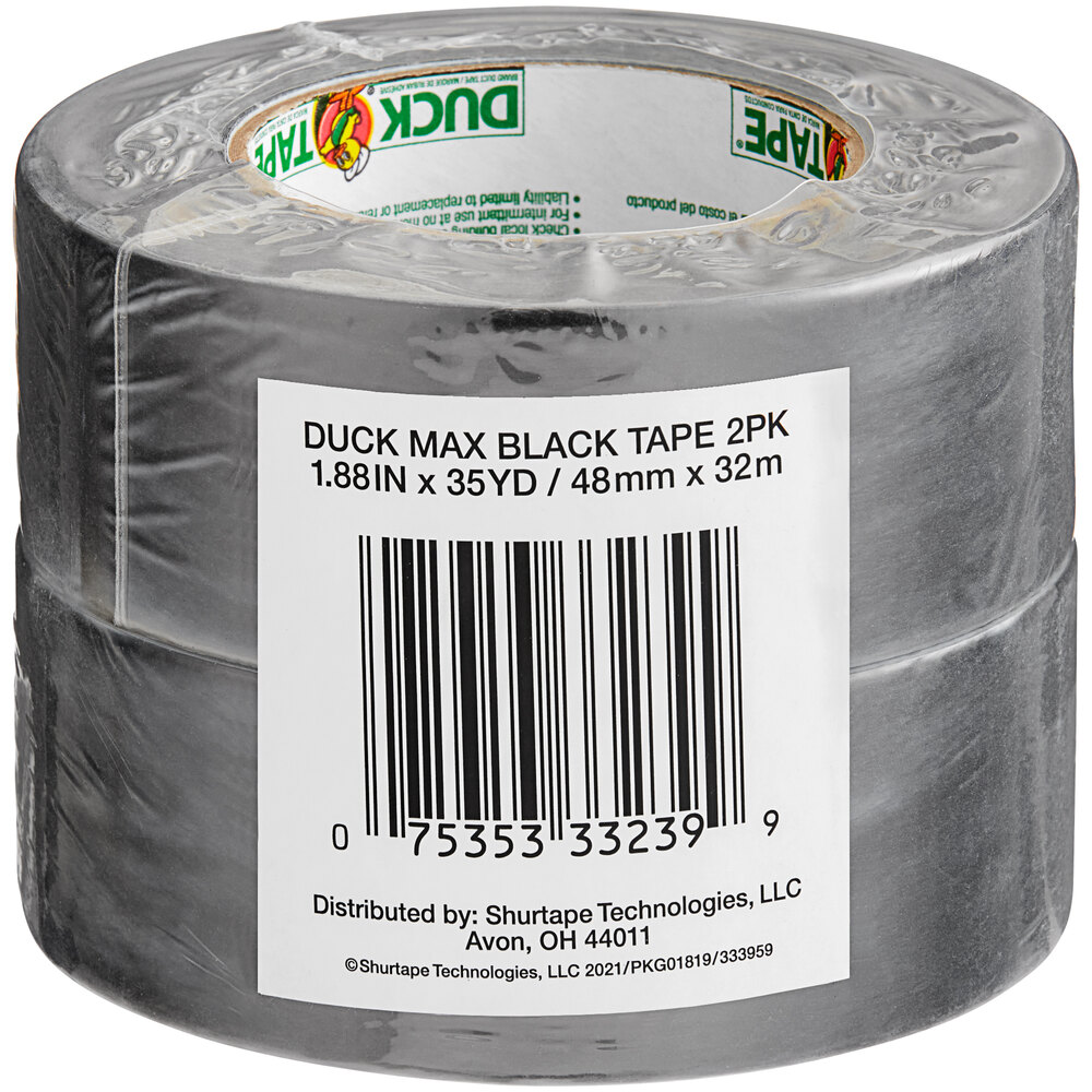 Duck Tape Max Strength 1.88" x 35 Yards Black Duct Tape 242860 - 2/Pack