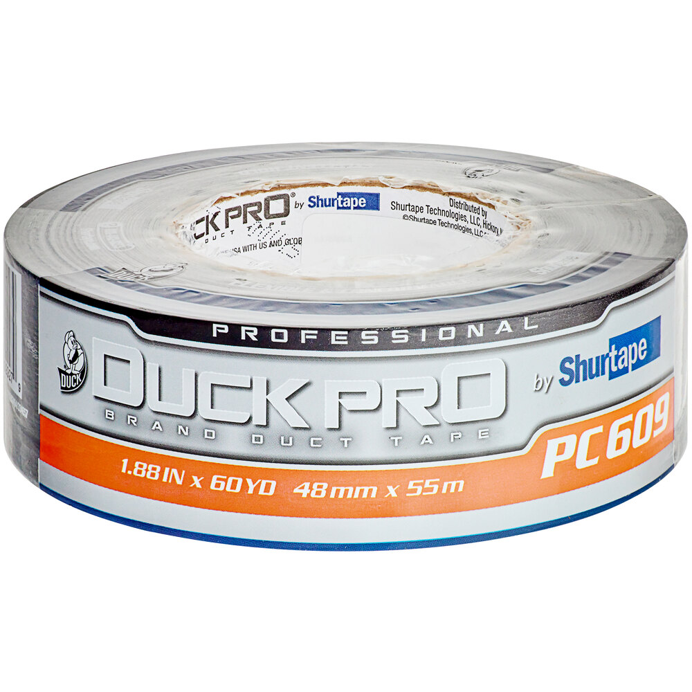 Shurtape PC 609 1.88" x 60 Yards Black Performance Grade Cloth Duct Tape 105475