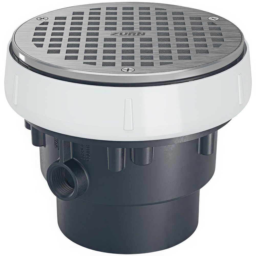 Zurn Elkay EZ-PV3-R6 EZ PVC Slab On Grade Floor Drain with 6" Round ...