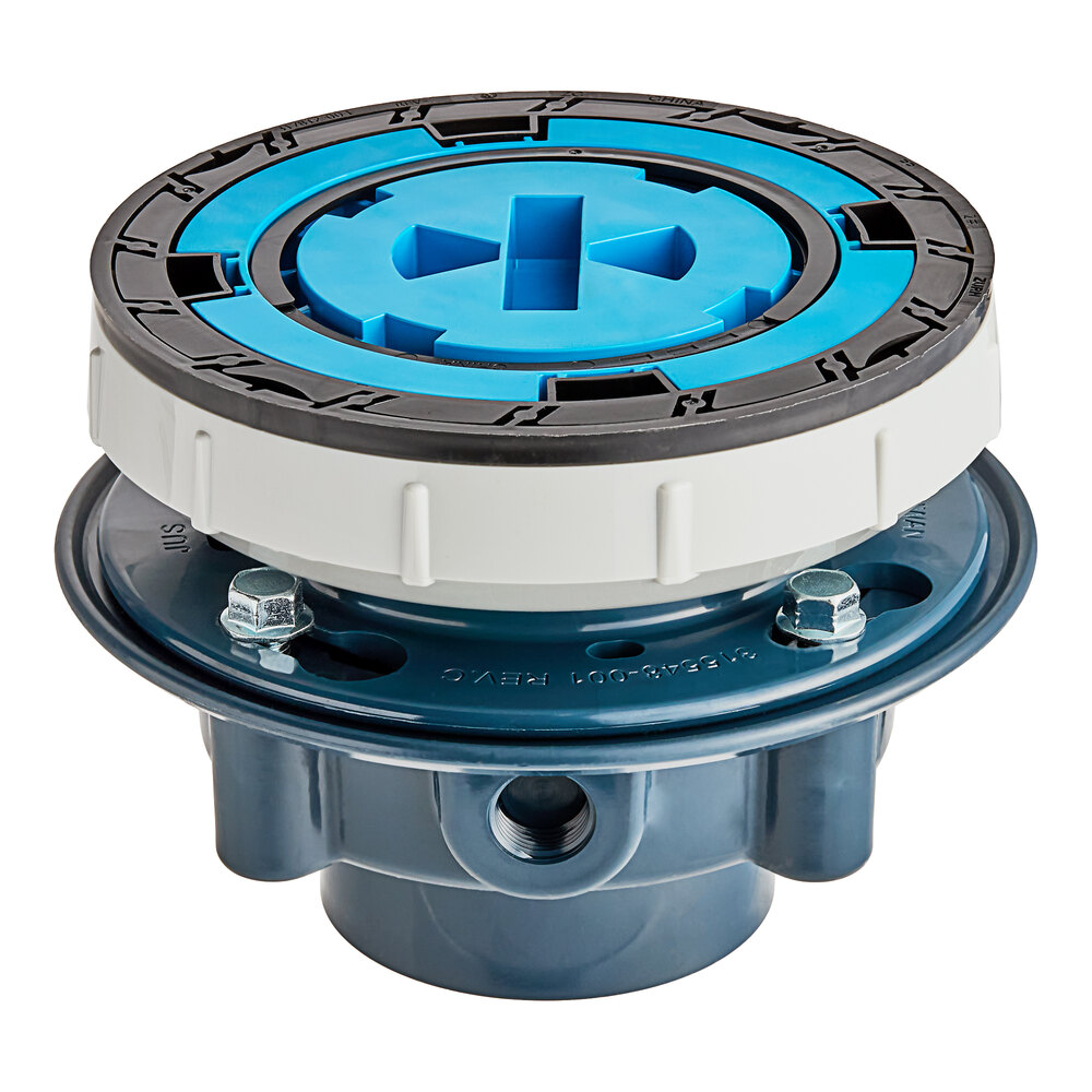 Zurn Elkay EZ1-PV3-ST EZ1 PVC Floor Drain with 5" Square Nickel Bronze Strainer and 3" - 4 ...