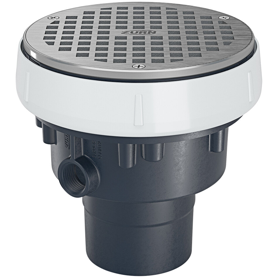 Zurn Elkay EZ-PV2-R6 EZ PVC Slab On Grade Floor Drain with 6" Round ...