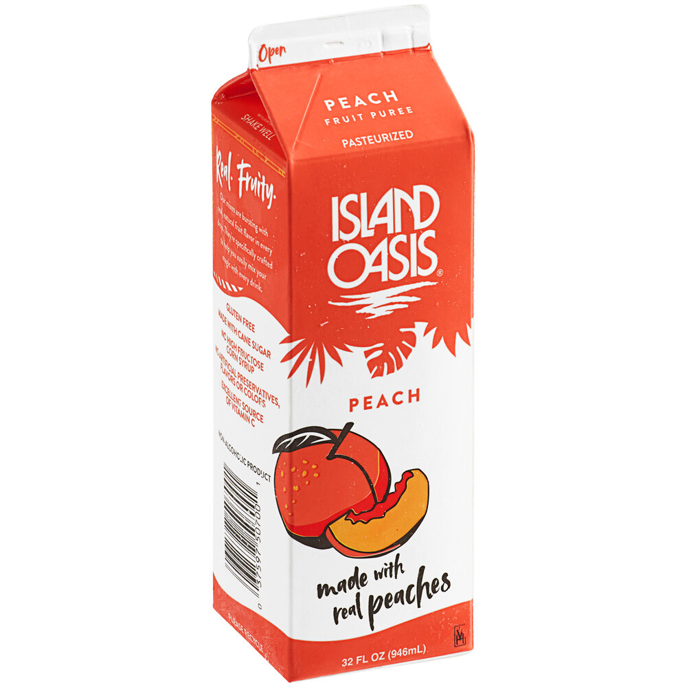Island Oasis Peach Frozen Beverage Mix 32 fl. oz. - 12/Case