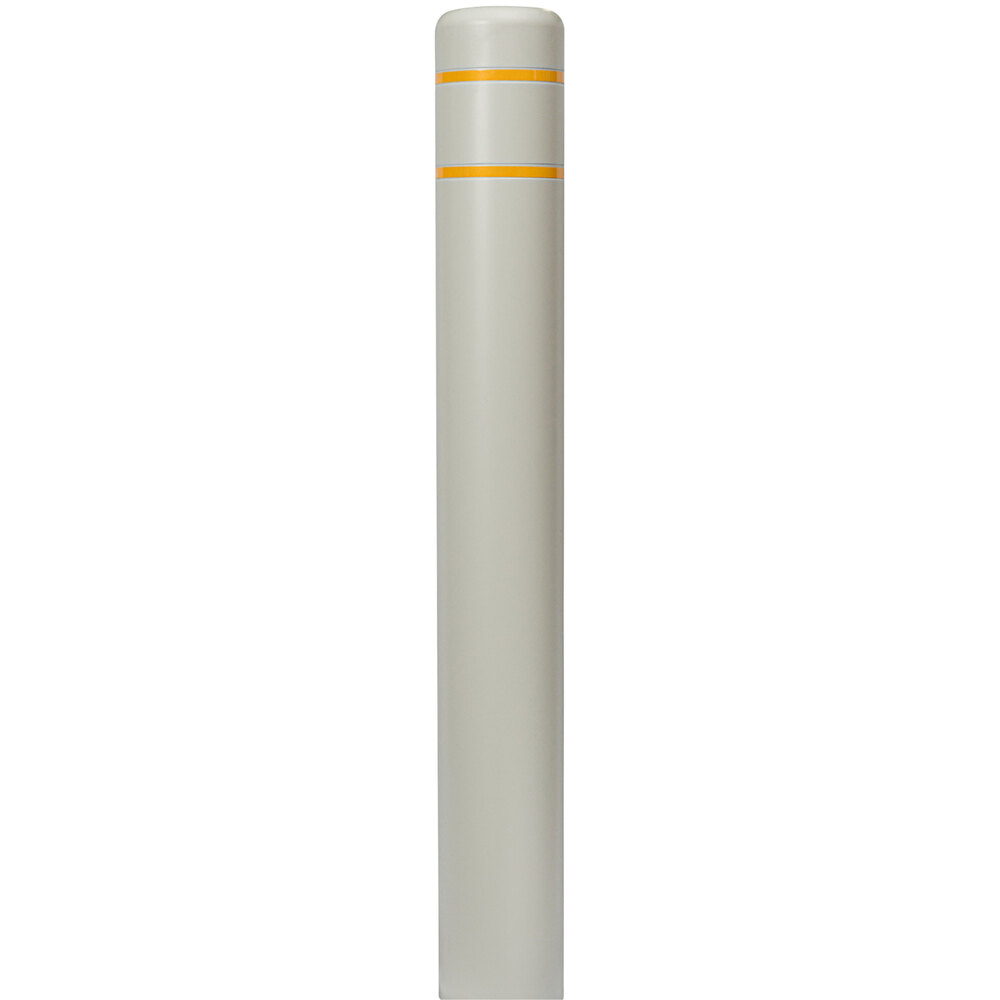 Innoplast BollardGard 7 1/8" x 52" Light Gray Bollard Cover with Yellow ...