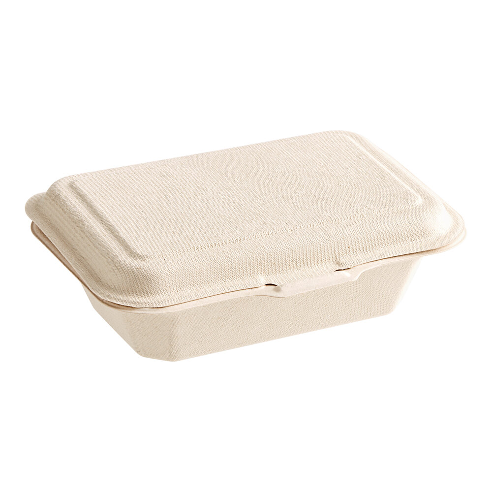 EcoChoice 6 1/2" x 4" x 2" Natural Plant Fiber Take-Out Container - 500 ...