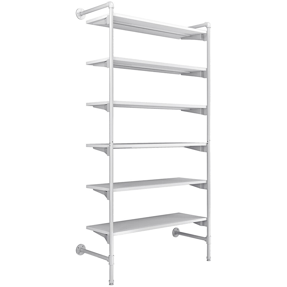 Econoco 48" x 96" Industrial-Style Outrigger Kit with 6 White Shelves