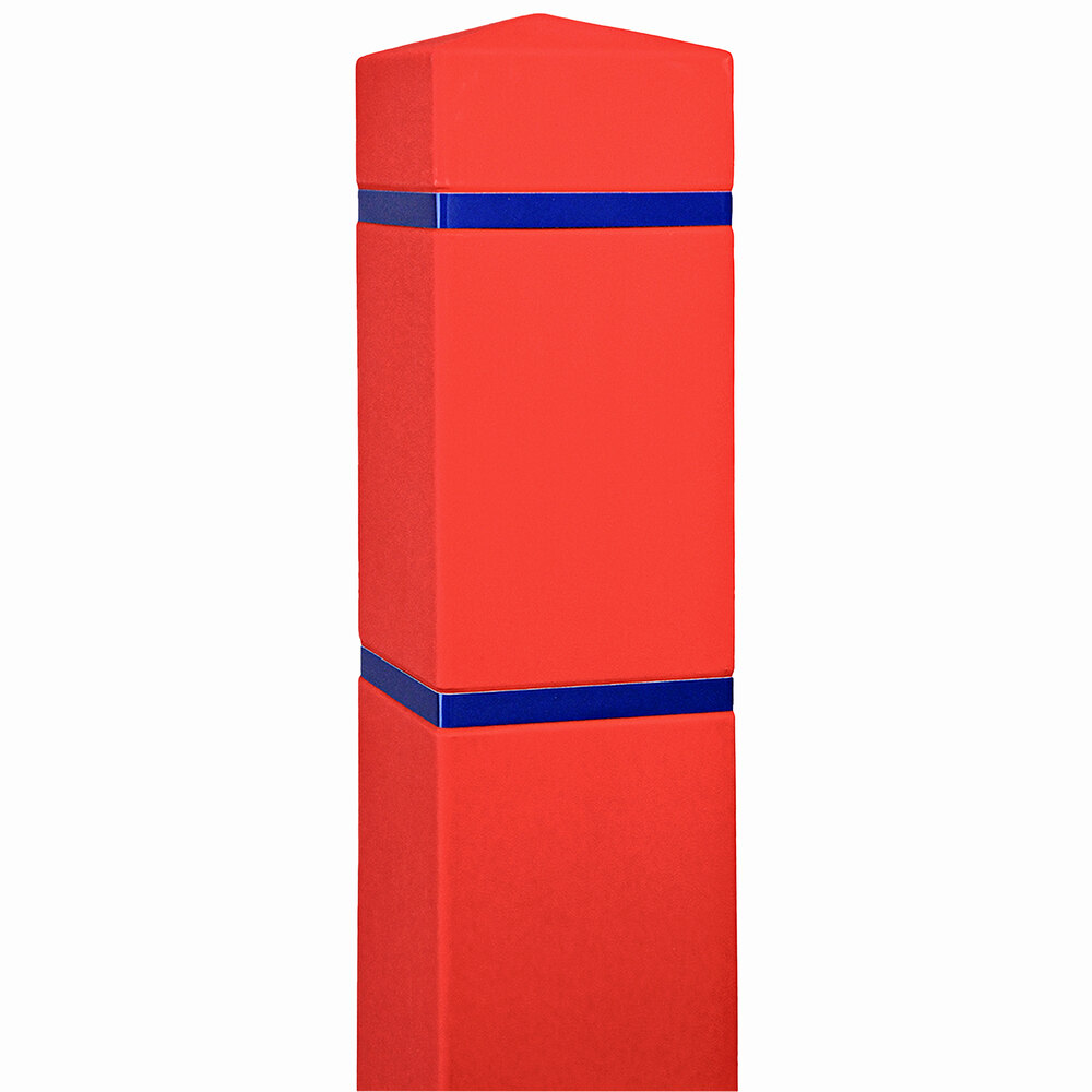 Innoplast BollardGard 6 1/2" x 60" Red Square Bollard Cover with Blue ...