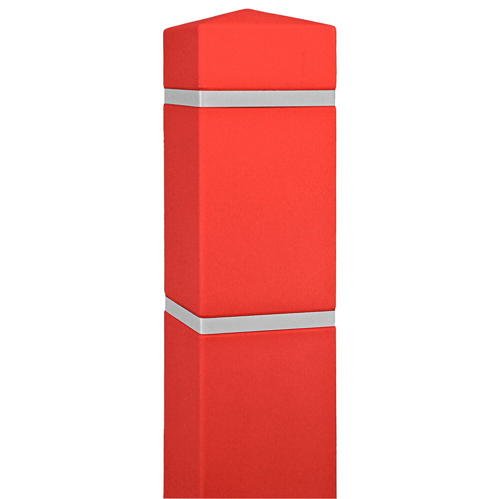 Innoplast BollardGard 6 1/2" x 60" Red Square Bollard Cover with White ...
