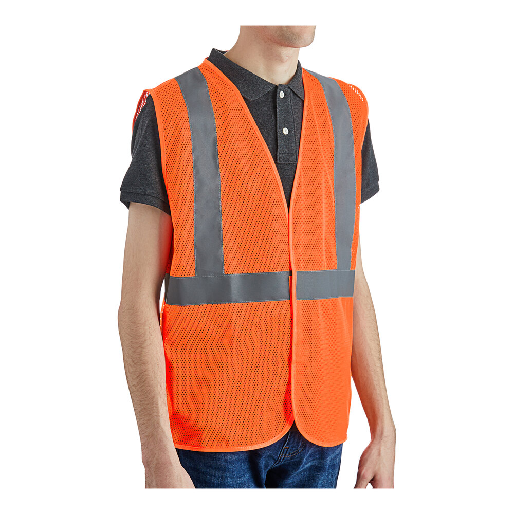 Lavex Class 2 Orange High Visibility Surveyor's Safety Vest with Hook ...