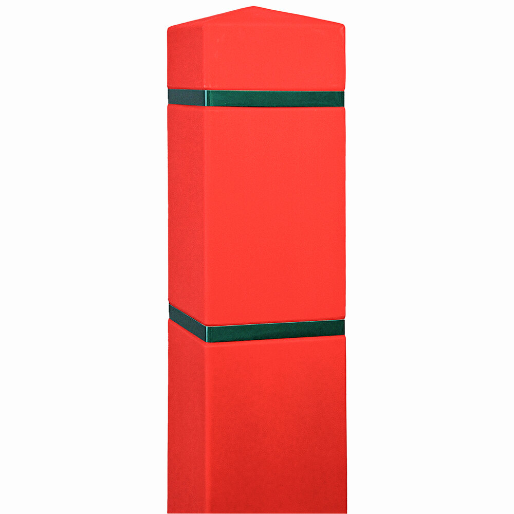 Innoplast BollardGard 6 1/2" x 60" Red Square Bollard Cover with Green ...