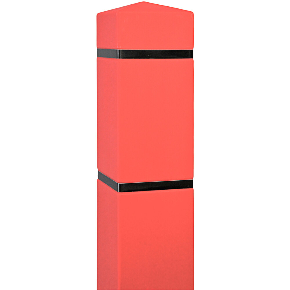 Innoplast BollardGard 6 1/2" x 60" Red Square Bollard Cover with Black ...