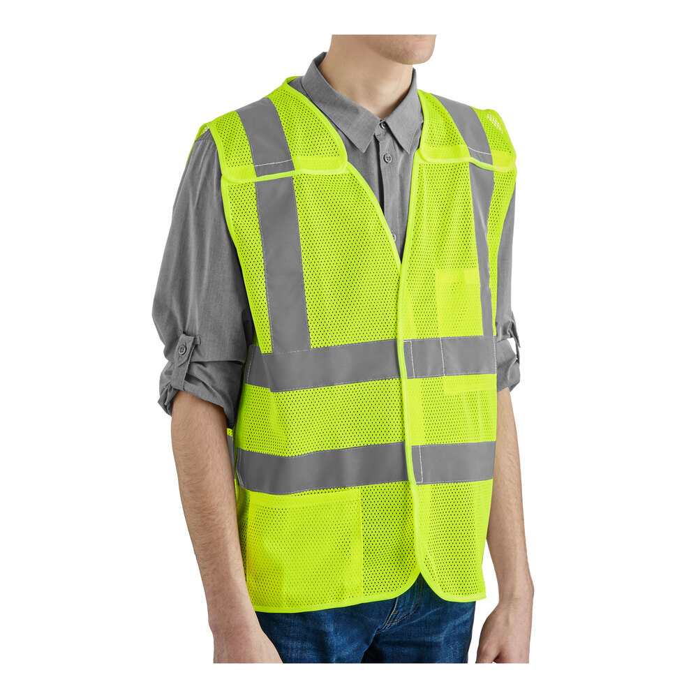 Lavex Class 2 Lime High Visibility 5-Point Breakaway Safety Vest with ...
